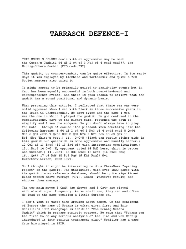 Tarrasch Defence | PDF | Chess Openings | Traditional Games