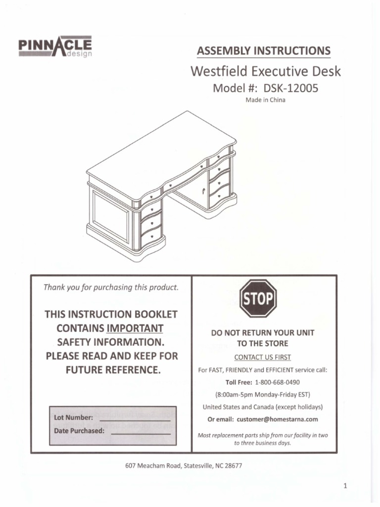 Westfield Desk Assembly Instructions | PDF