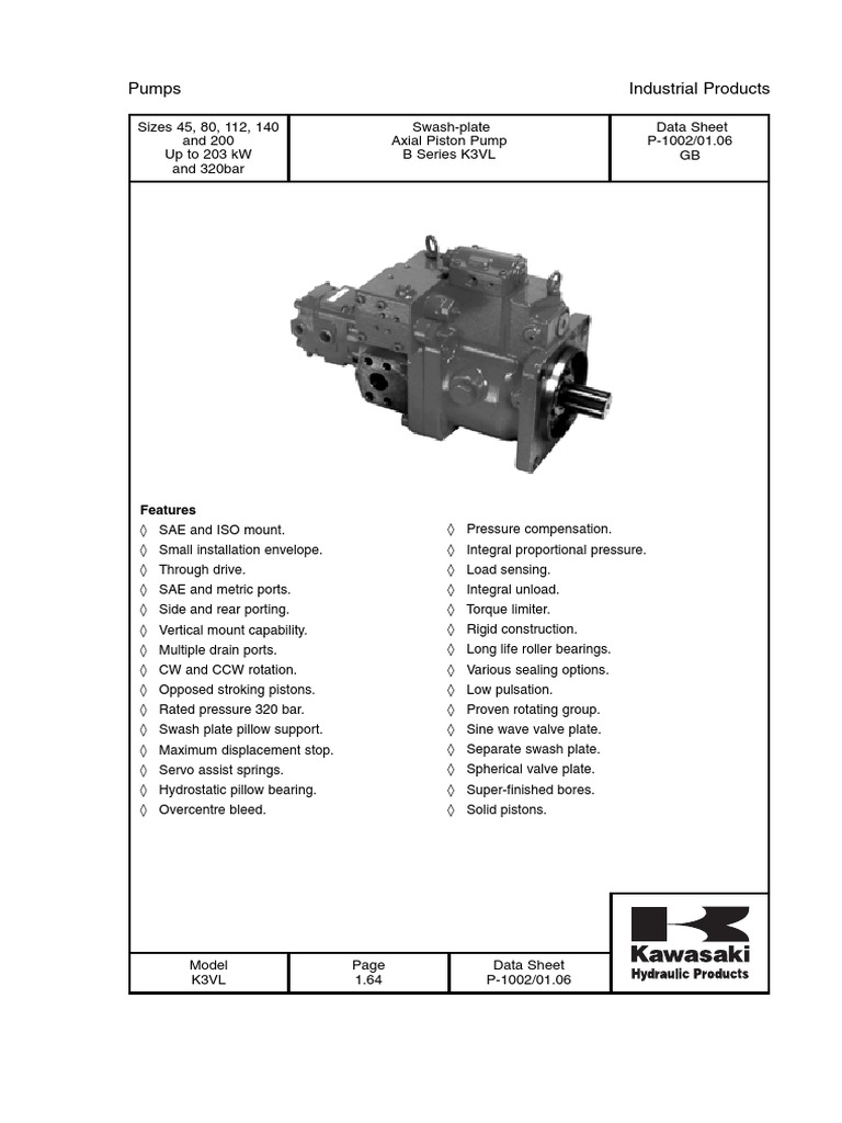k3vl B Datasheet | PDF | Pump | Valve
