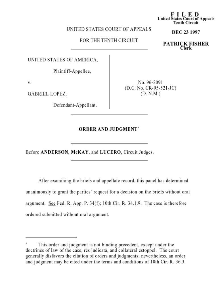 United States v. Lopez, 10th Cir. (1997) | PDF | Plea | Precedent