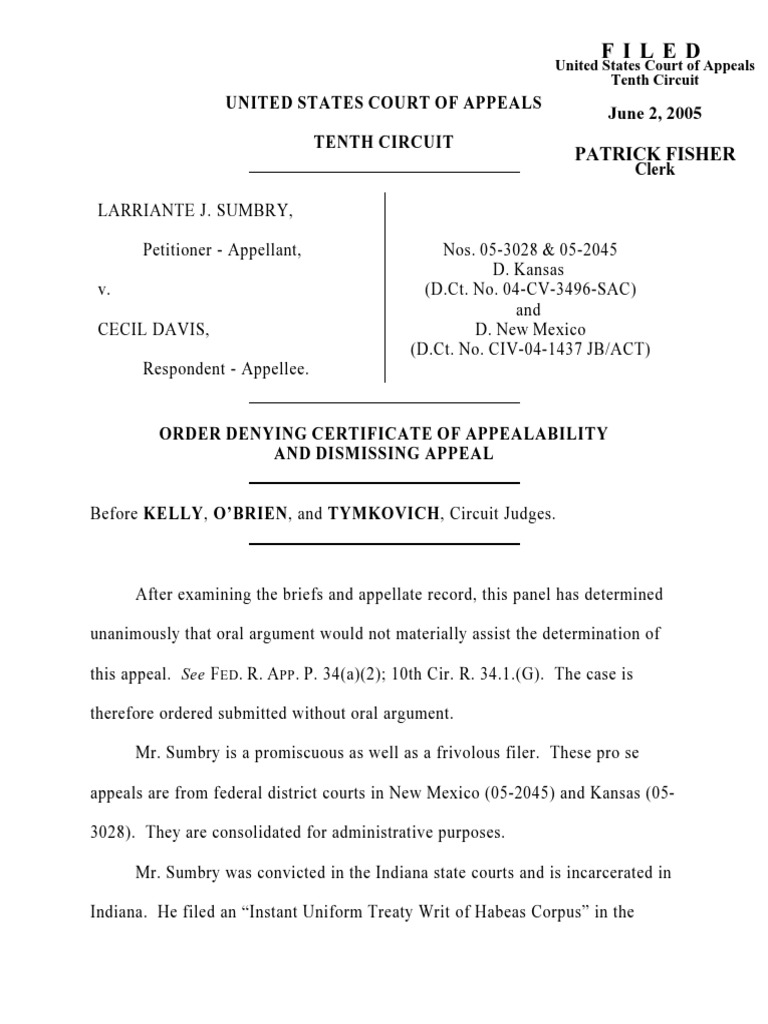 Legal Appeal Dismissal Summary | PDF | United States District Court ...