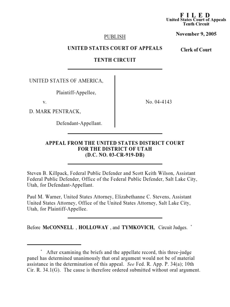 United States v. Pentrack, 428 F.3d 986, 10th Cir. (2005) | PDF ...