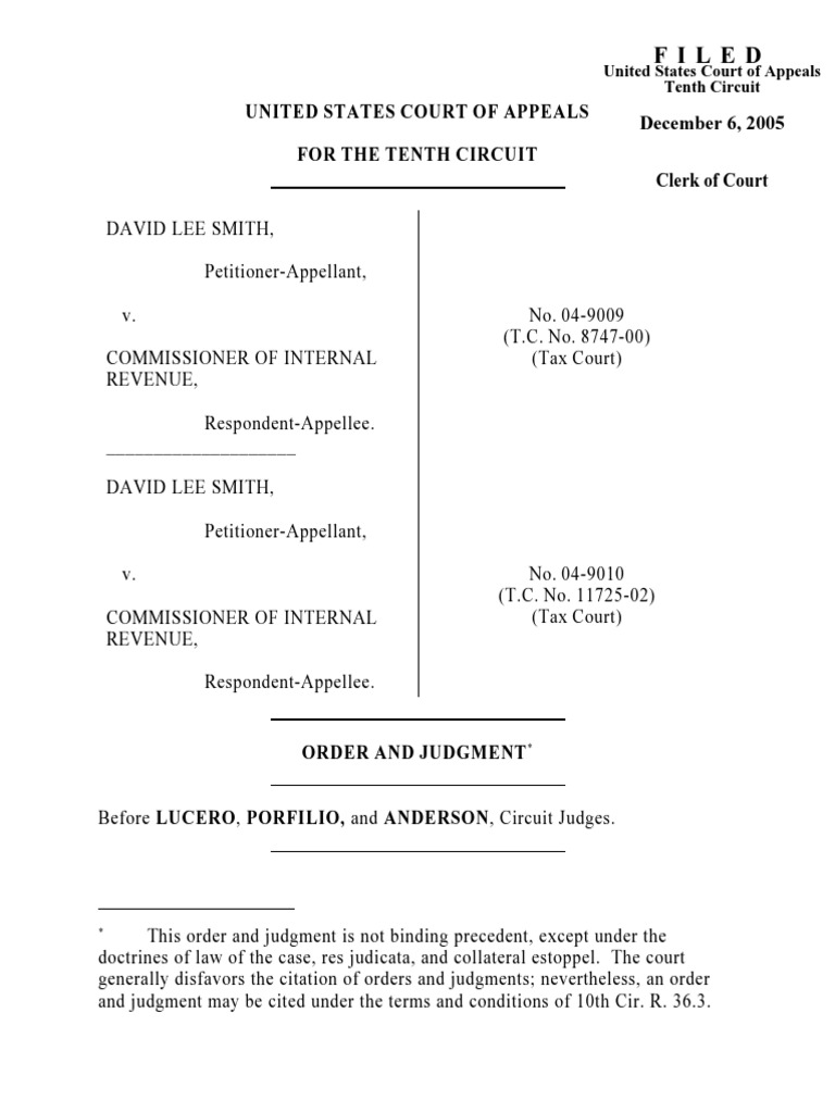 Smith v. CIR, 10th Cir. (2005) | PDF | United States Tax Court | United ...