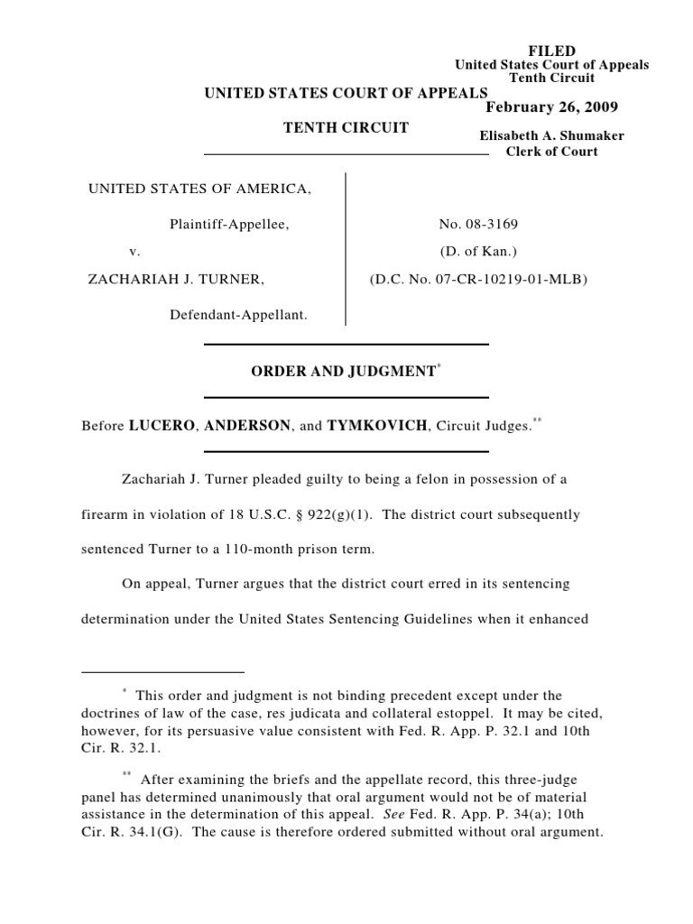 United States v. Turner, 10th Cir. (2009) | PDF | Precedent | Testimony