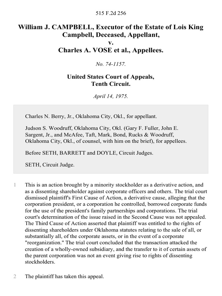 William J. Campbell, of The Estate of Lois King Campbell, Deceased v ...