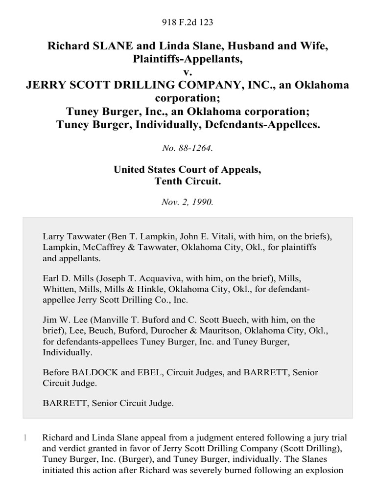 Slane v. Jerry Scott Drilling Appeal | PDF | Negligence | Judiciaries