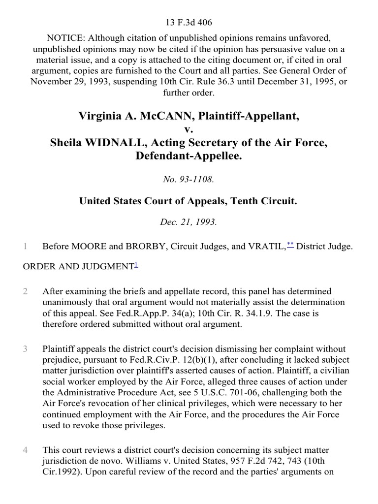 Virginia A. McCann v. Sheila Widnall, Acting Secretary of The Air Force ...