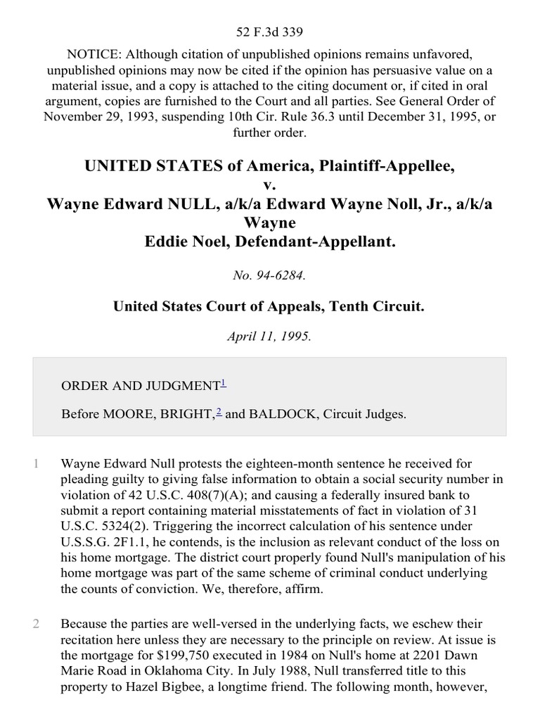 United States v. Wayne Edward Null, A/K/A Edward Wayne Noll, JR., A/K/A ...