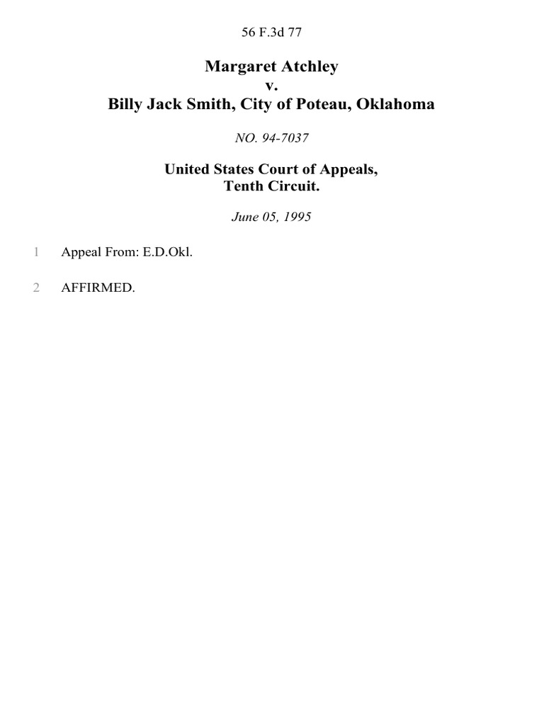 Atchley v. Smith: Tenth Circuit Appeal | PDF | Legal Disputes | Courts