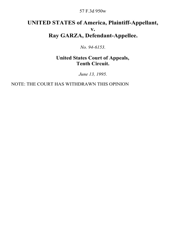 United States v. Ray Garza, 57 F.3d 950, 10th Cir. (1995) | PDF
