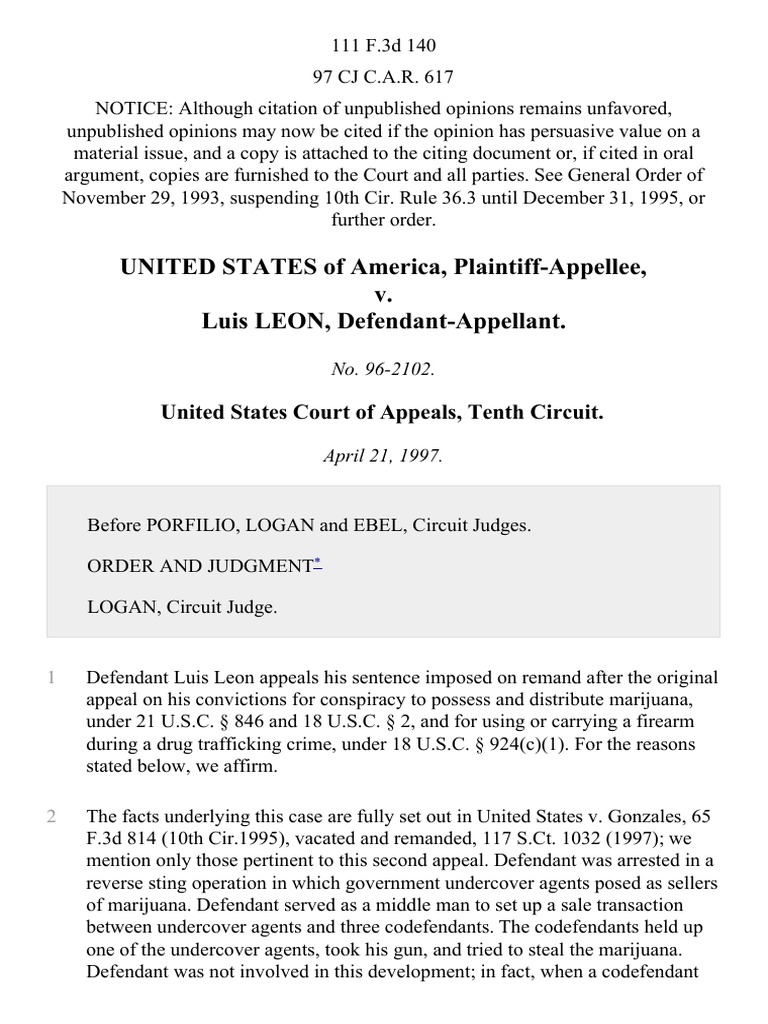 Luis Leon's Appeal on Drug Convictions | PDF | Standard Of Review ...