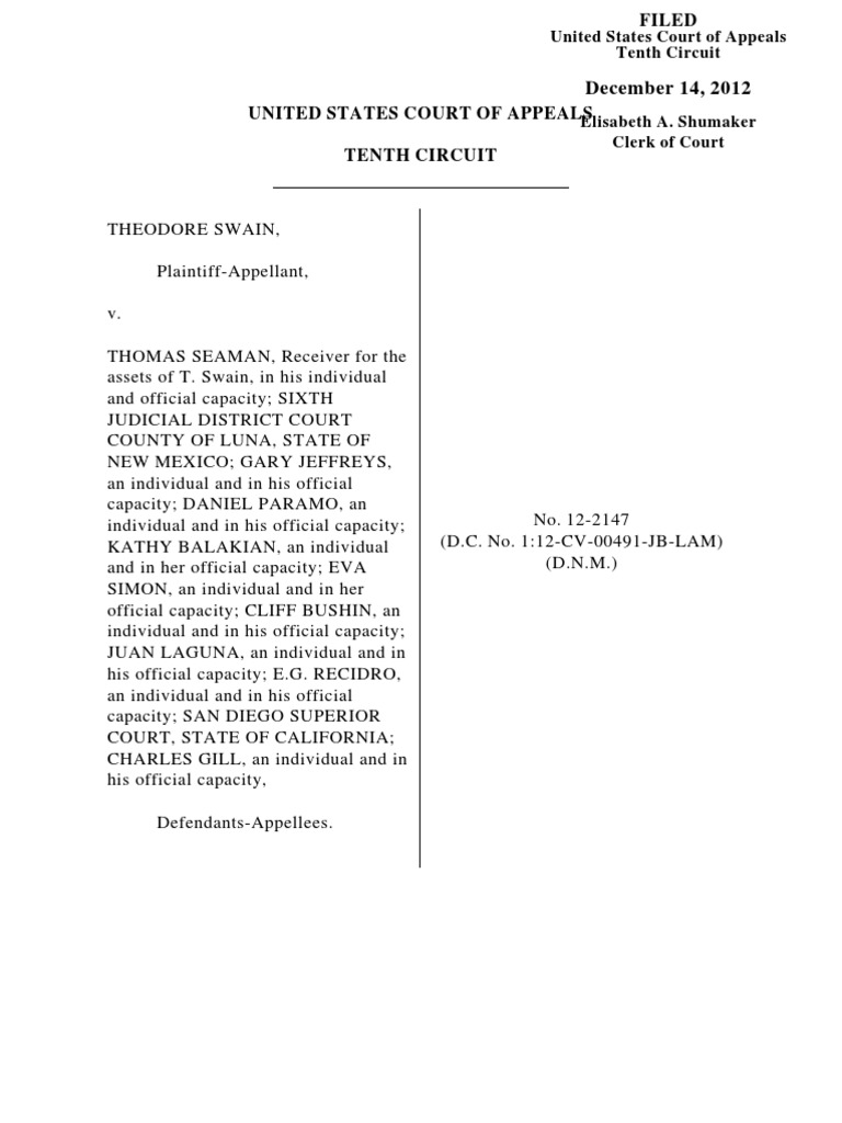 Swain v. Seaman: Appeal Dismissal Ruling | PDF | Lawsuit | Mootness