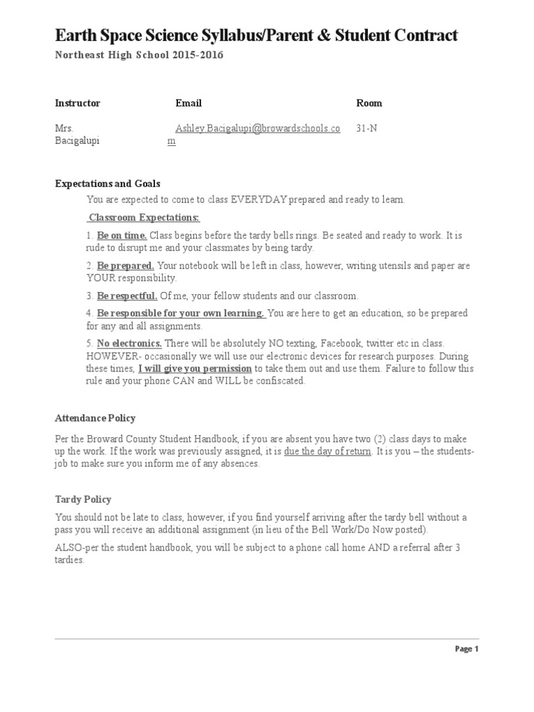 Earth Science Syllabus | PDF | Homework | Textbook
