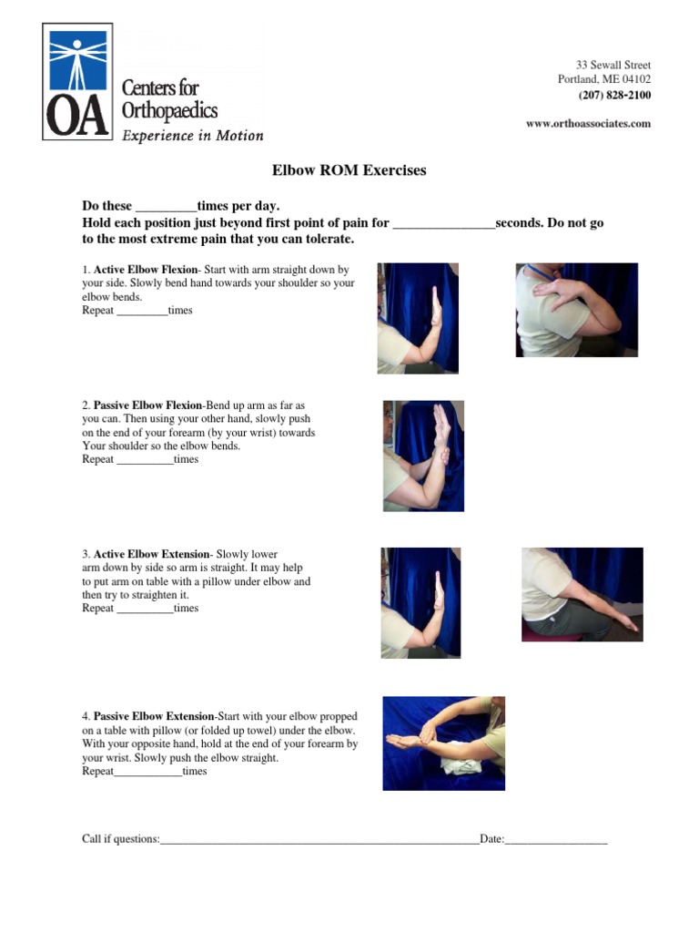 Elbow ROM Exercises: 33 Sewall Street Portland, ME 04102