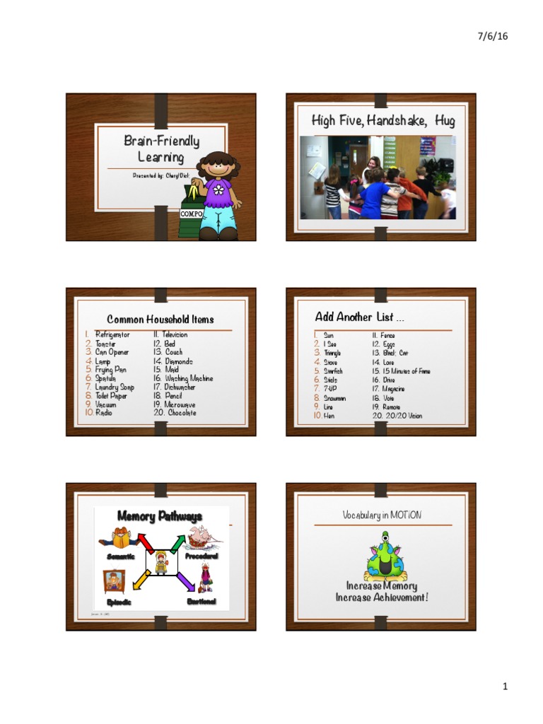 Brain-Friendly Learning Handout 2016 | PDF | Odor | Nature