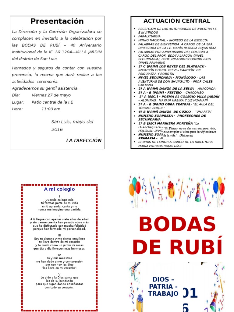 Celebración 40 Años de Bodas de Rubí | PDF | Viajes y turismo