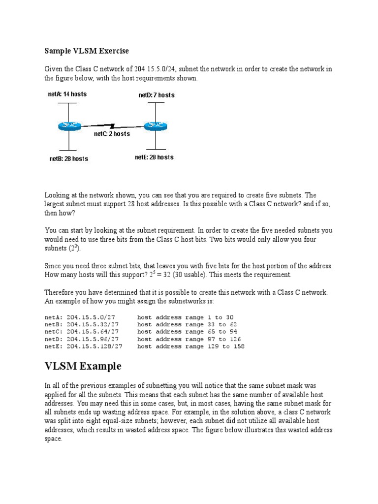 VLSM Exercise | PDF | Internet Standards | Internet