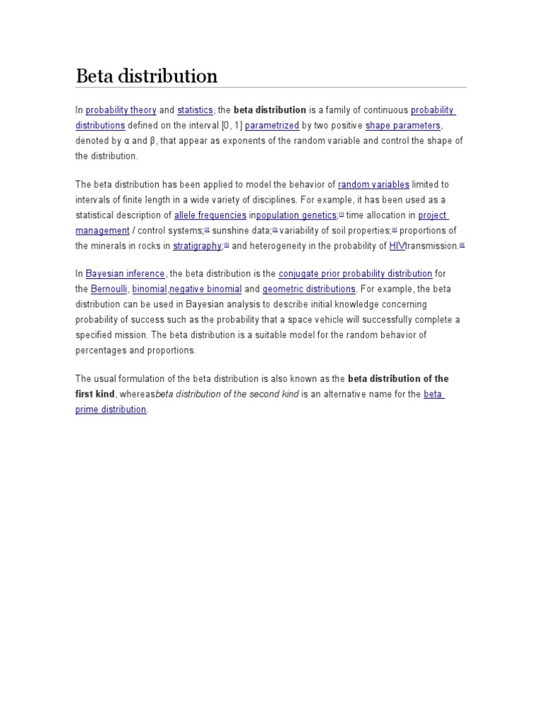 Beta Distribution: First Kind, Whereasbeta Distribution of The Second ...