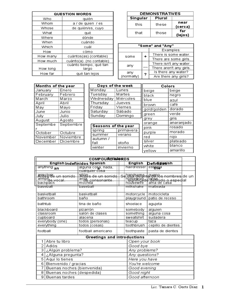 Basic English Vocabulary | PDF | Plural | Verbo
