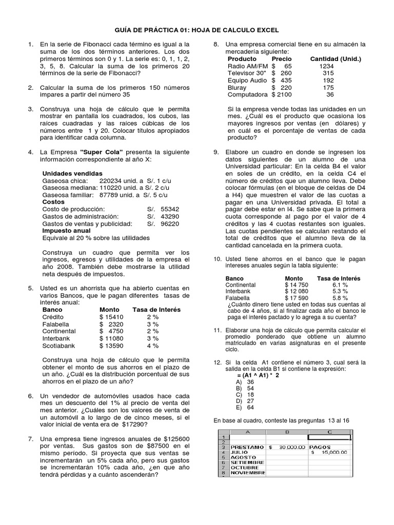 Guiade Practica 01excel | PDF | Hoja de cálculo | Microsoft Excel