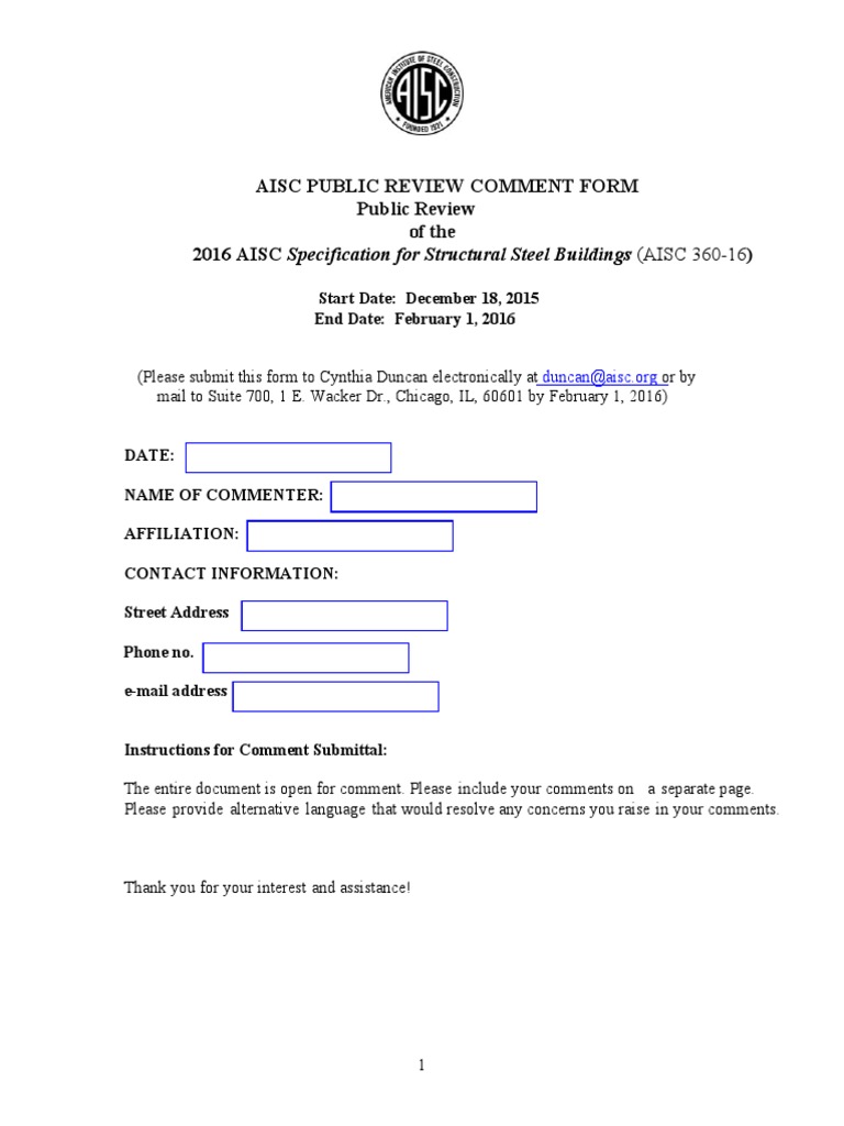 Review Form AISC 360-16 | PDF