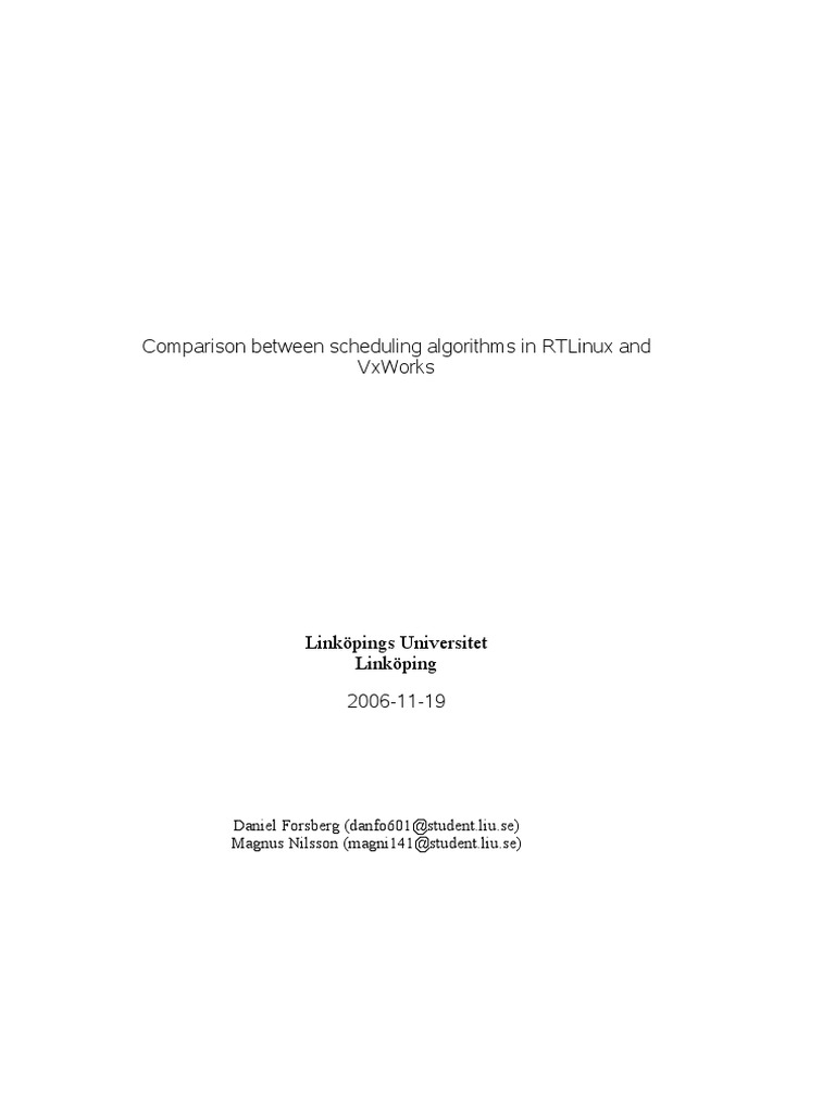 Comparison Between Scheduling Algorithms in Rtlinux and Vxworks | PDF | Scheduling (Computing ...