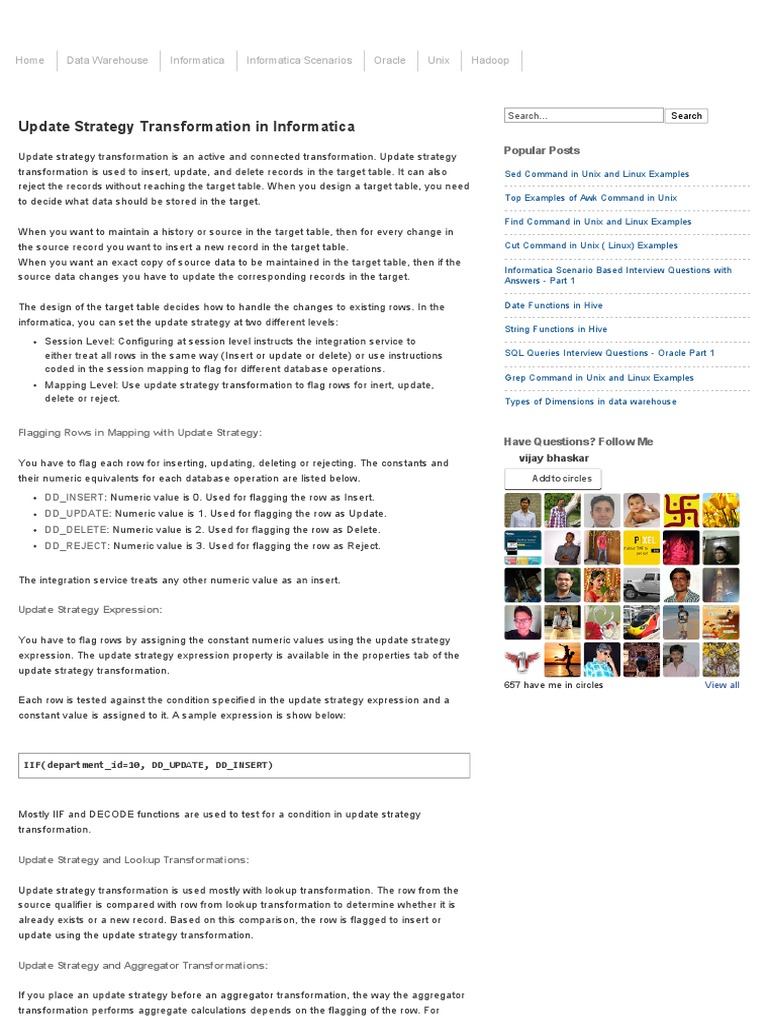 Update Strategy Transformation in Informatica | PDF | Data Management ...