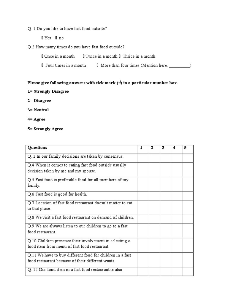 Please Give Following Answers With Tick Mark ( ) in A Particular Number ...