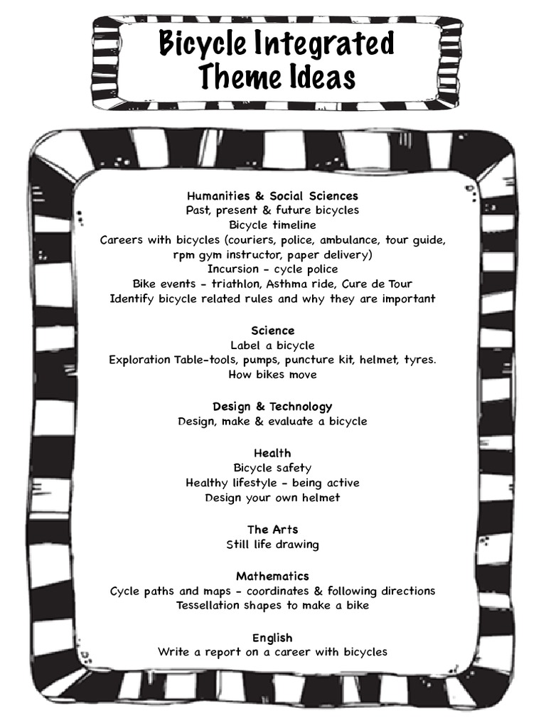 Bicycle Integrated Theme Ideas: Humanities & Social Sciences | PDF