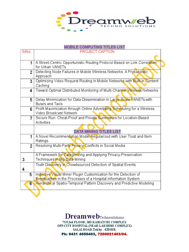 Ieee 2016-2017 Project Titles For Java and Dotnet | PDF