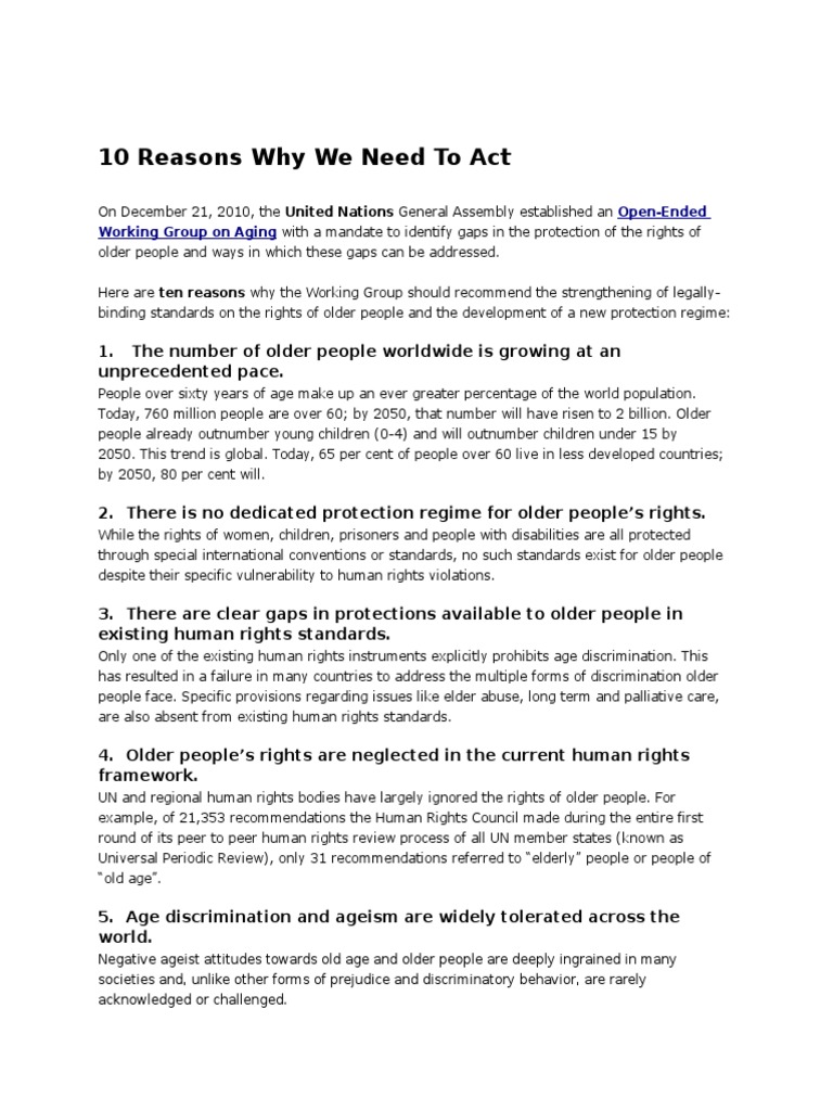10 Reasons Why We Need To Act | PDF | Ageism | Old Age