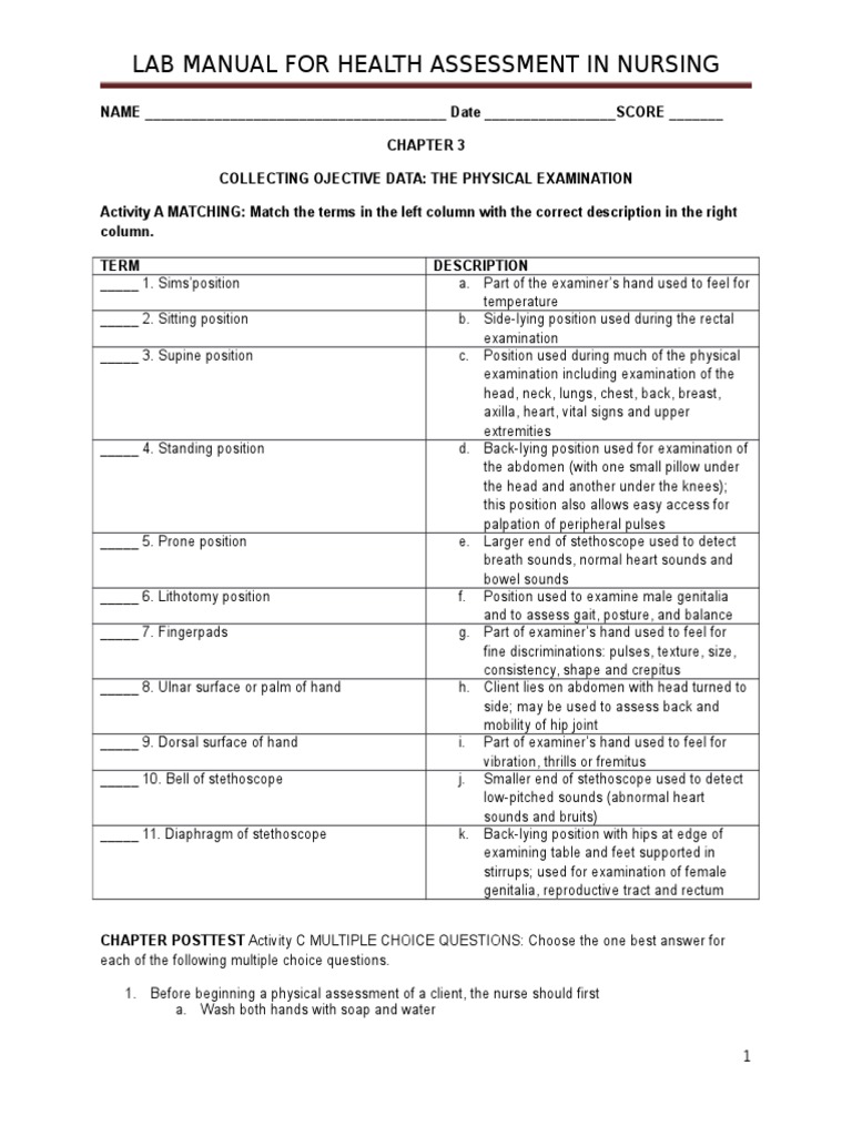 Lab Activity | PDF | Physical Examination | Medical Specialties
