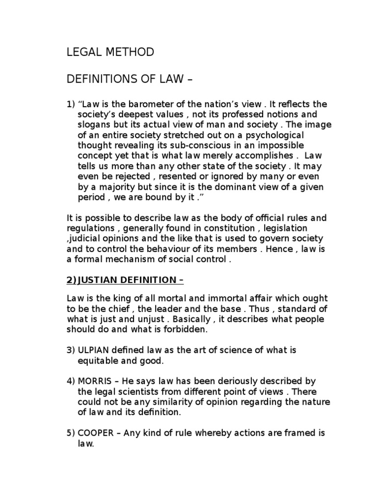 Legal Method Definitions of Law - : 2) Justian Definition | Download ...