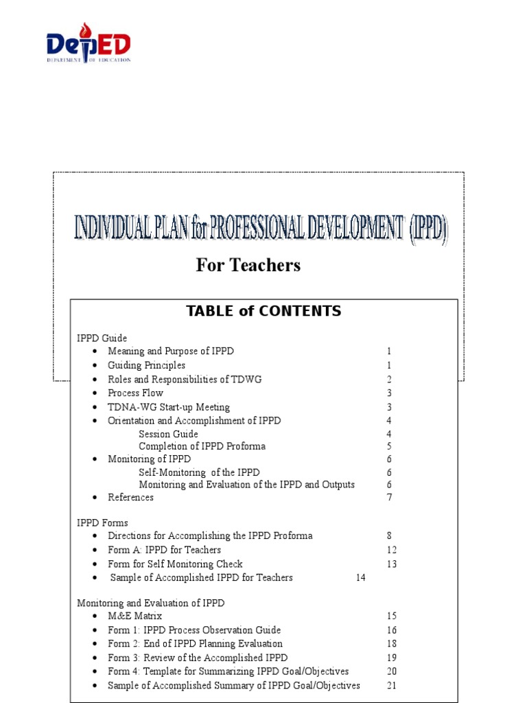 Teacher - S Individual Plan For Professional Development (Ippd) | PDF ...