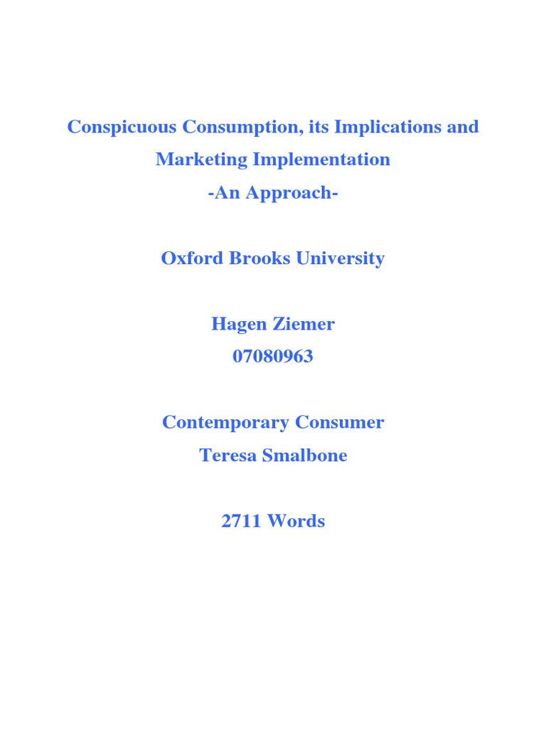 Marketing Conspicuous Consumption Strategies | PDF | Consumerism | Self ...