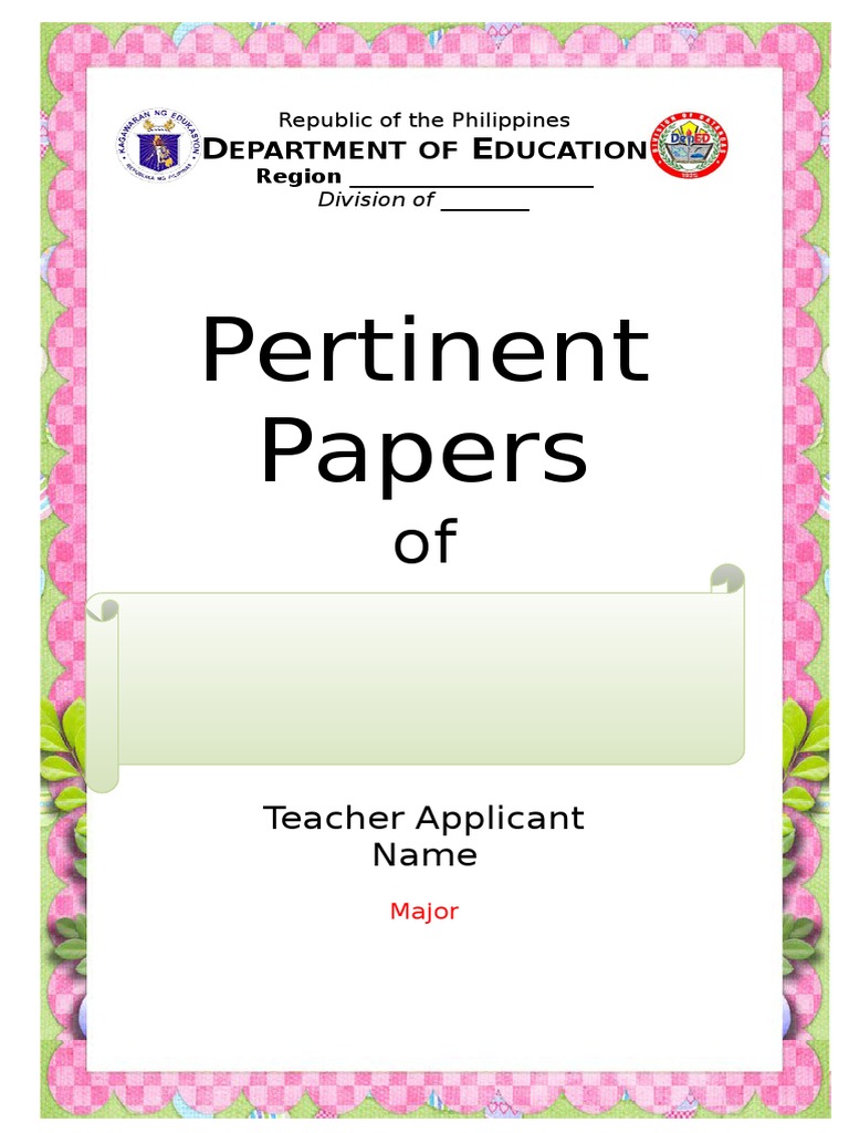 Pertinent Papers Front & Toc Format