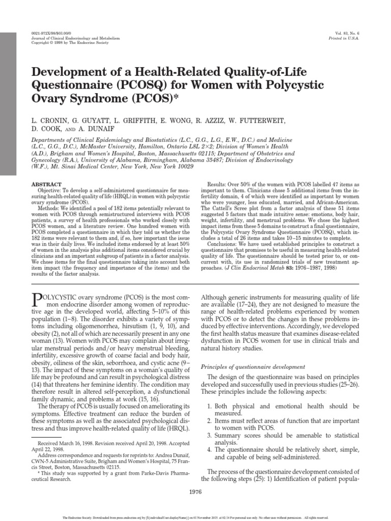 Development of A Health-Related Quality-of-Life Questionnaire (PCOSQ ...