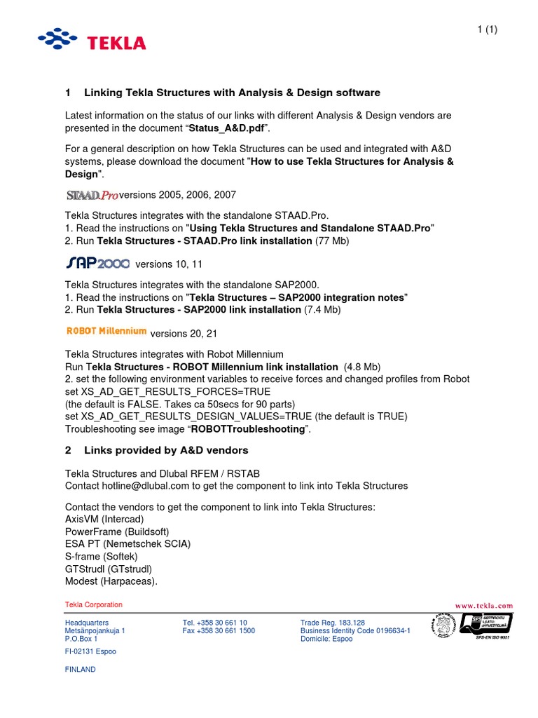 1 Linking Tekla Structures With Analysis & Design Software | PDF