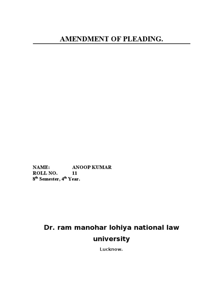 Amendment of Pleading | Pleading | Lawsuit