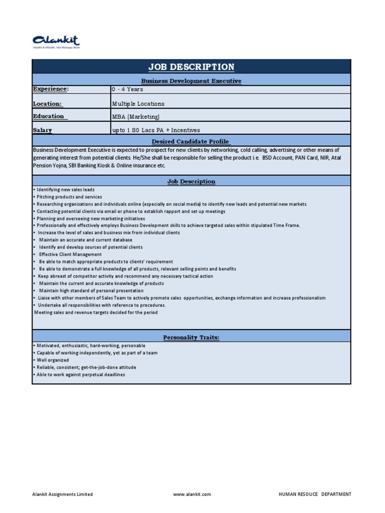 Job Description: Experience: Location: Education Salary Desired ...