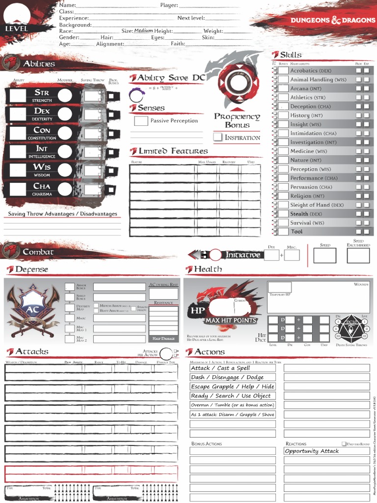 Best DND Next Character Sheet | PDF