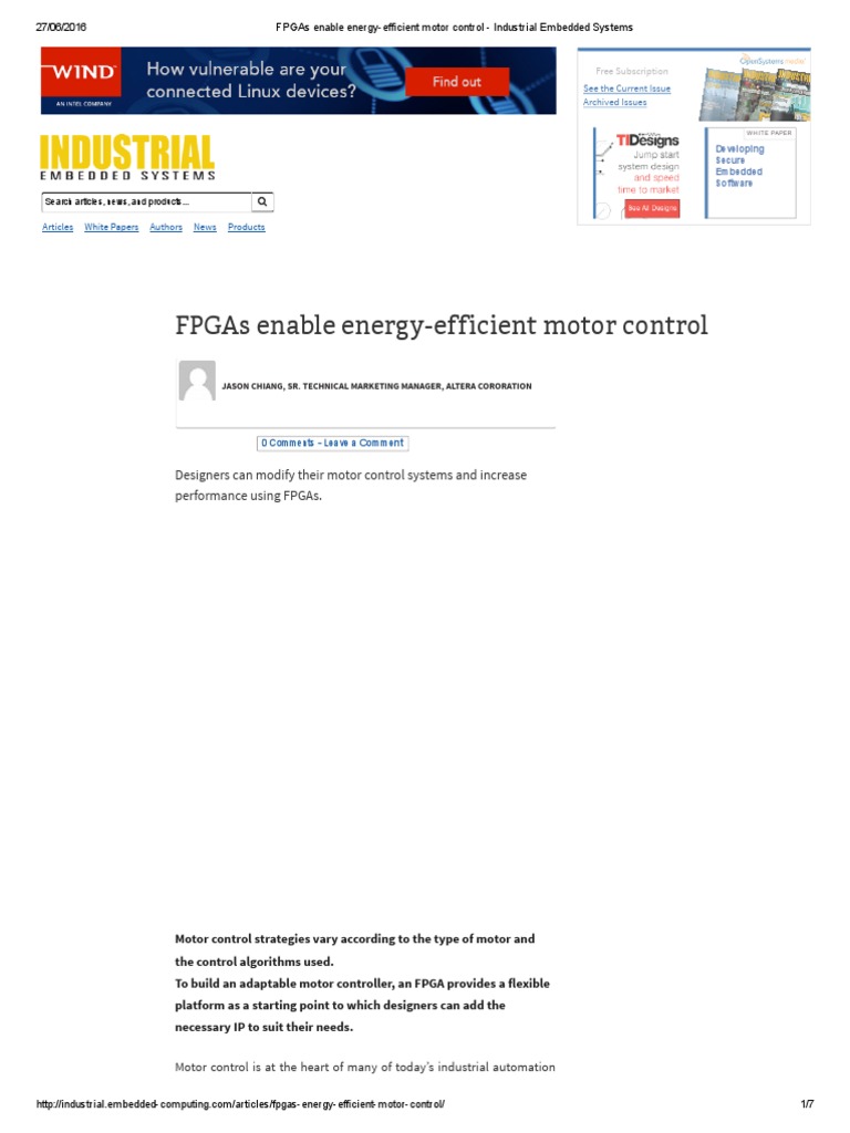 FPGAs Enable Energy-Efficient Motor Control - Industrial Embedded Systems | PDF | Field ...