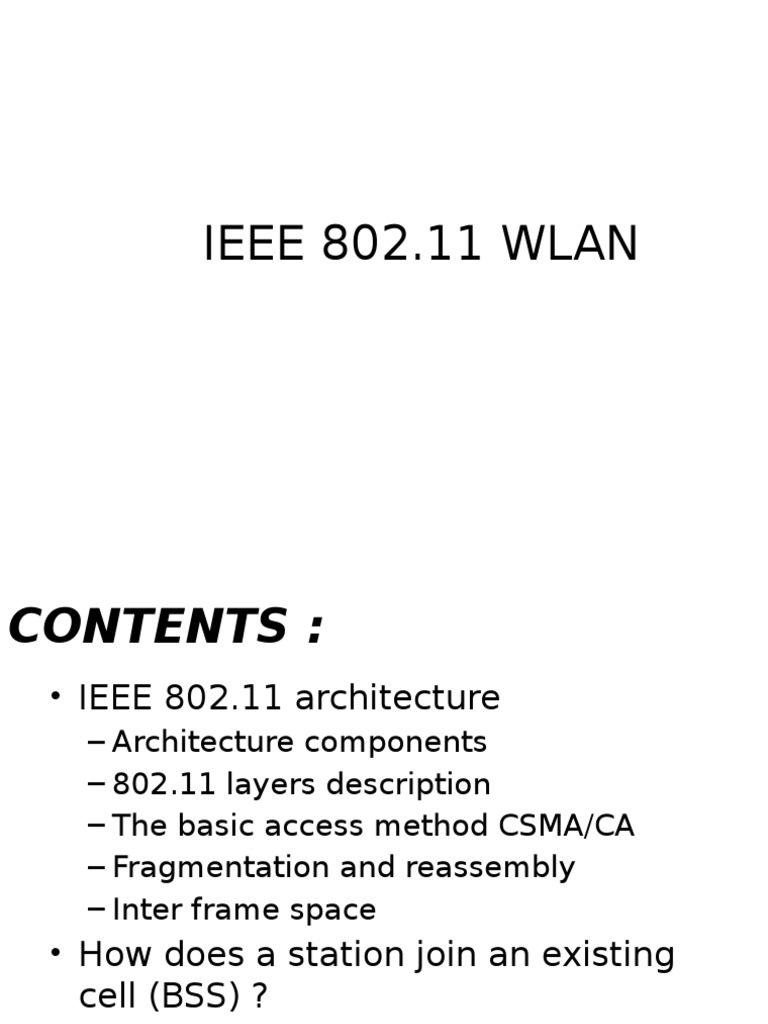 Ieee 802.11 Wlan | PDF | Wireless Lan | Ieee 802.11