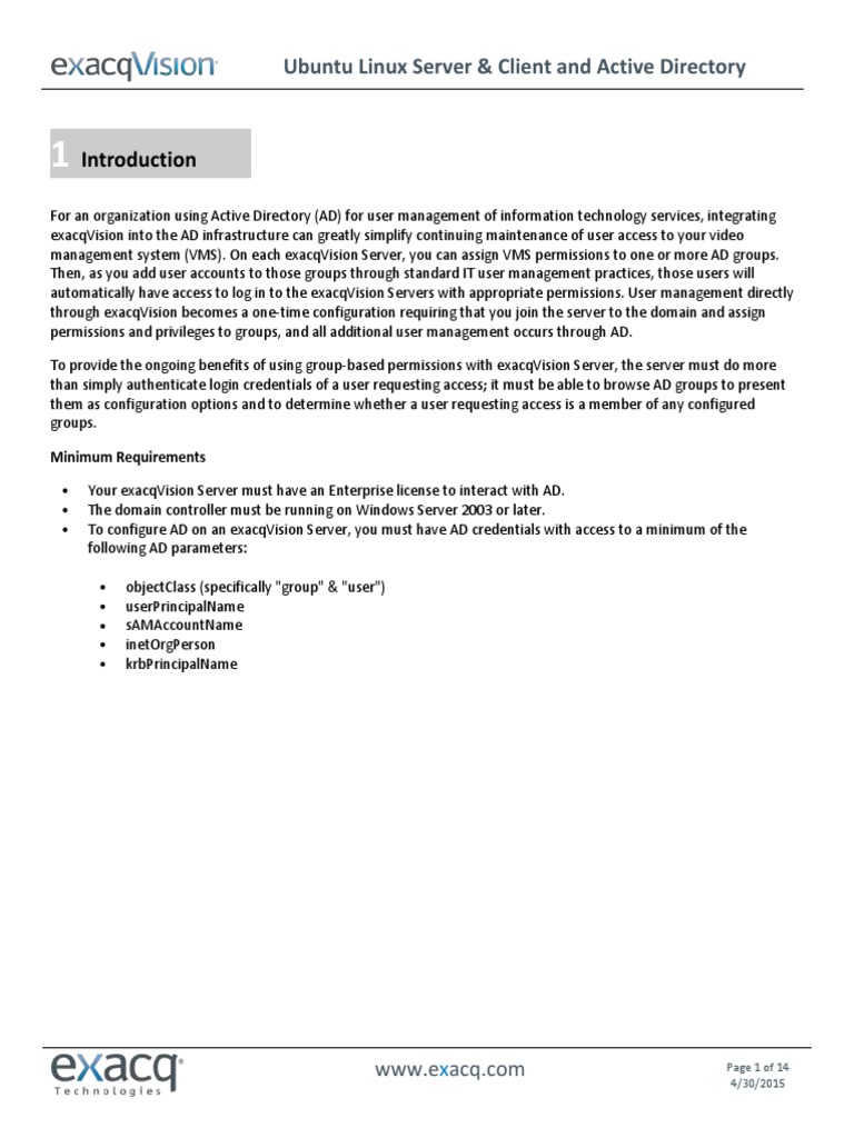 Exacqvision Active Directory | PDF | Active Directory | Domain Name System