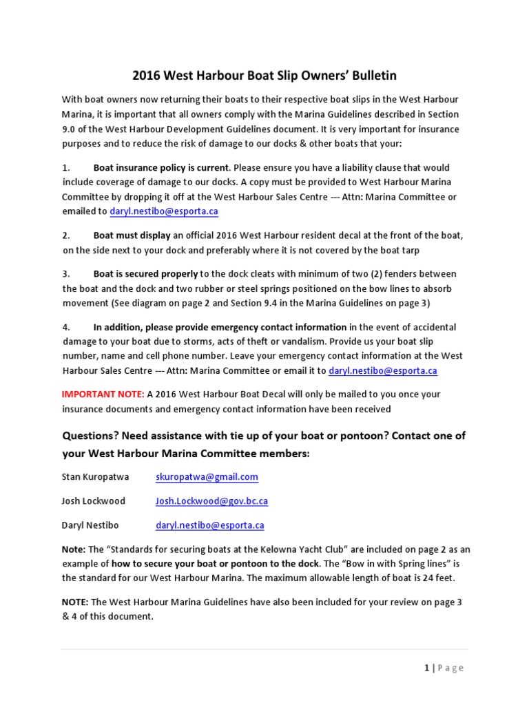 2016 West Harbour Boat Slip Owners' Bulletin: Daryl - Nestibo@esporta ...