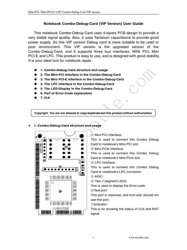 Notebook Combo-Debug-Card (VIP Version) User Guide | PDF | Electrical ...