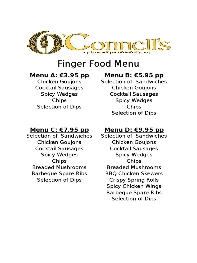 Finger Food Menu | PDF