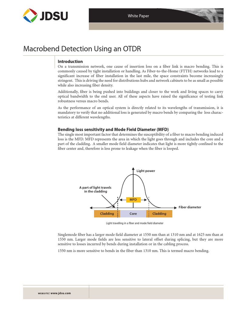 Macrobend Detection Using An OTDR: White Paper | PDF | Optical Fiber ...