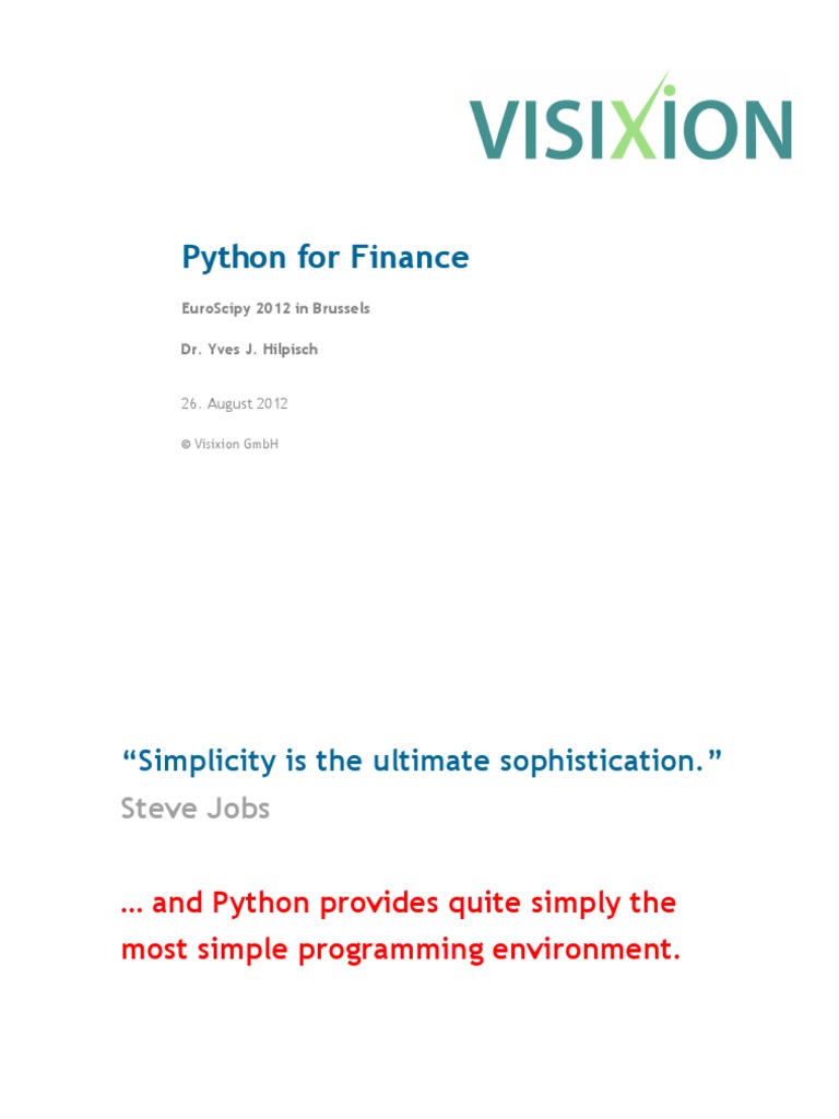VX Python For Finance EuroScipy 2012 Y Hilpisch | PDF | Option (Finance) | Python (Programming ...
