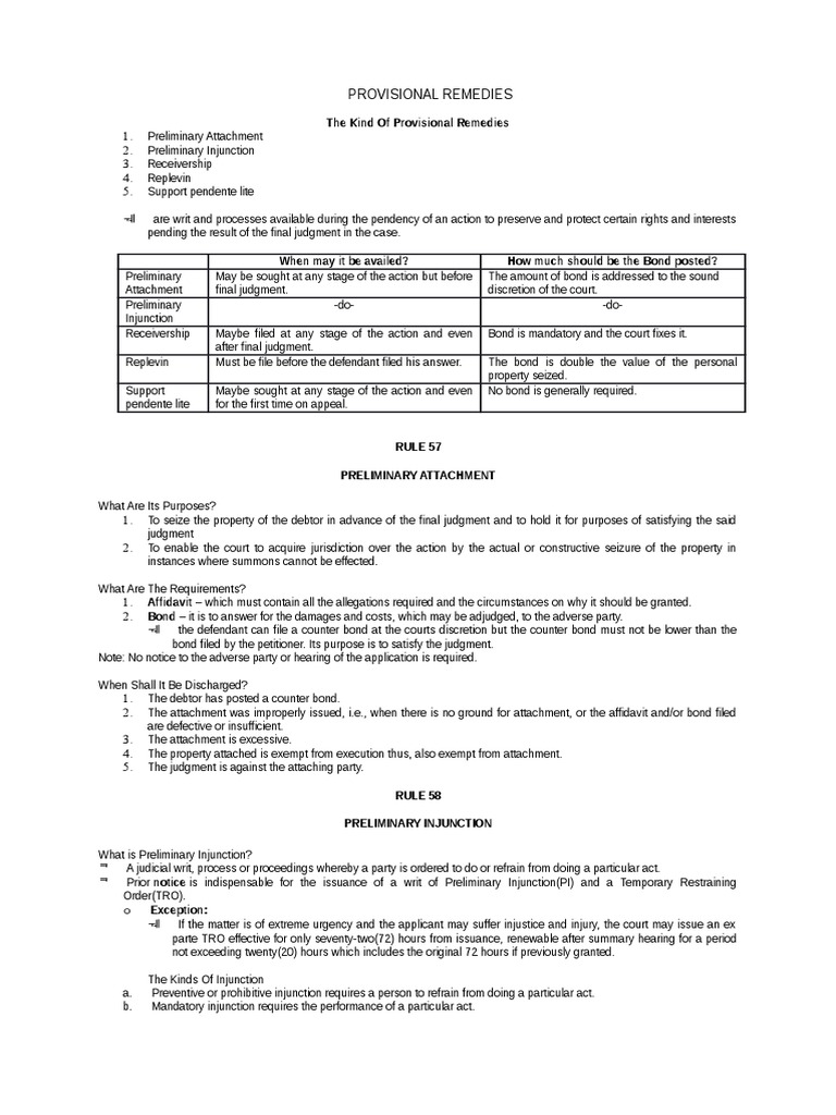 Provisional Remedies | PDF | Mortgage Law | Certiorari